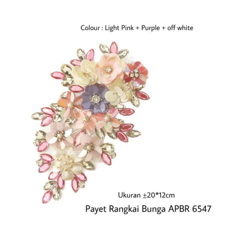 Jual payet rangkai bunga 3d rangkai APBR 6547 light pink purple off ...