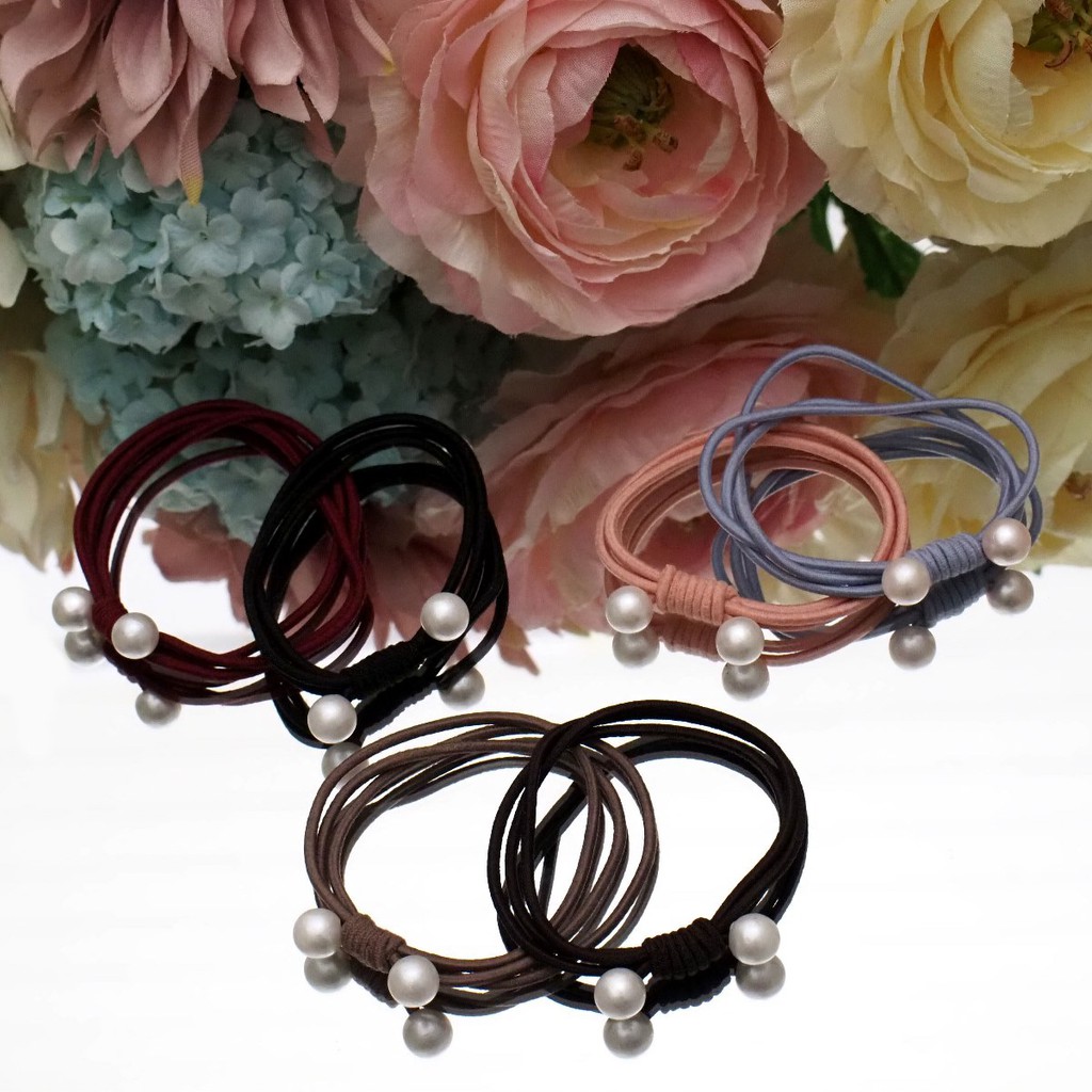 Jual Ikat Rambut Korea SET PER 2 PCS Mutiara Double Lilit Simple ...