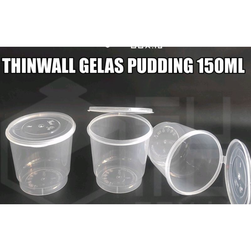 Jual Thinwall Gelas puding pudding 150ml + tutup / gelas Agar, Jelly bahan plastik tebal [ECERAN ...