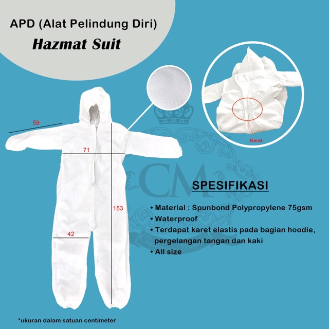 Jual Baju APD / Hazmat suit APD 75 GSM PUTIH READY STOCK | Shopee Indonesia