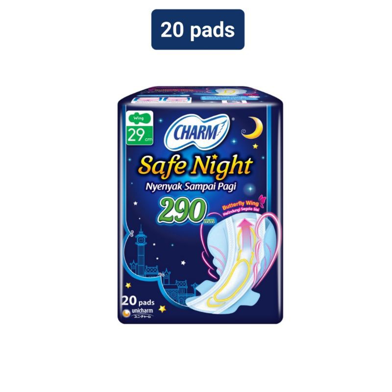 Jual CHARM PEMBALUT SAFE NIGHT 29CM WING 10 PADS DAN 20 PADS NYENYAK ...