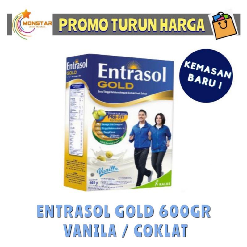 Jual MONSTAR - SUSU ENTRASOL GOLD 580 GRAM VANILA COKLAT 600 GRAM ...