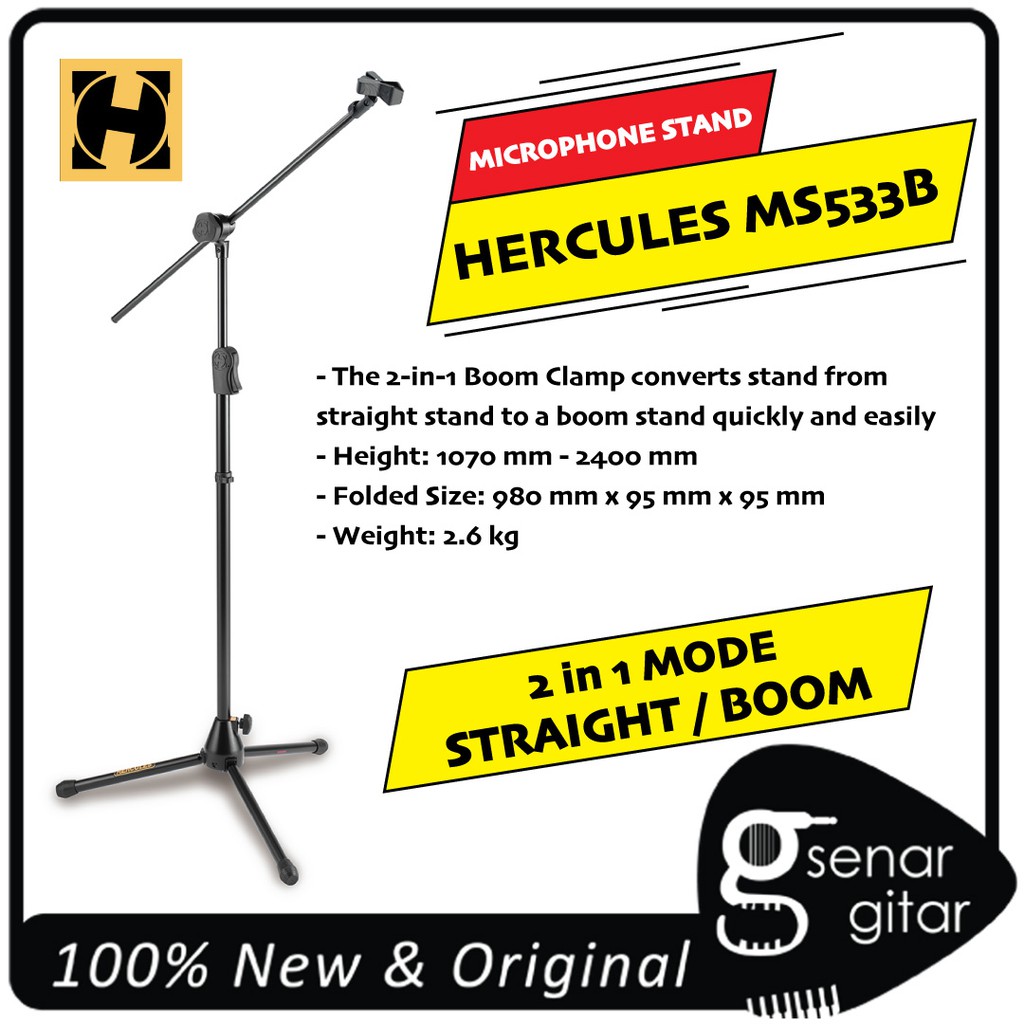 Jual Hercules MS533B MS 533B Stand Microphone Boom / Straight (Hybrid ...