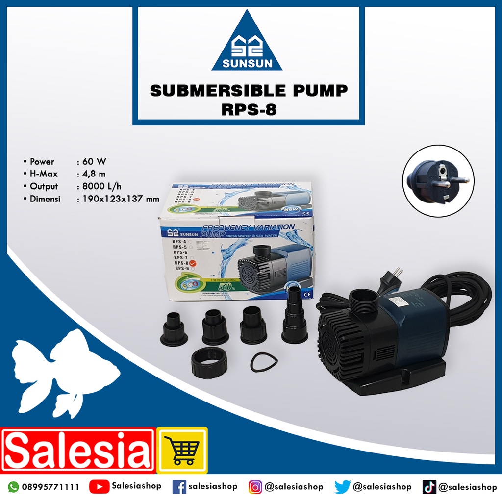 Jual POMPA AIR SUNSUN RPS 8 SUBMERSIBLE WATER PUMP KOLAM AQUARIUM ...
