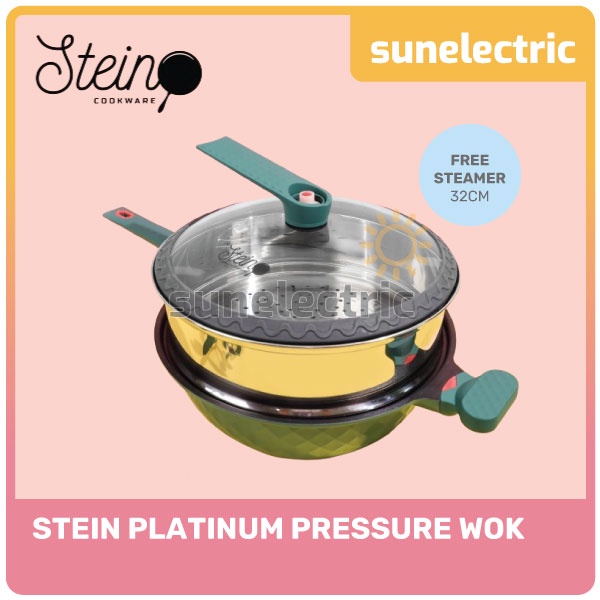 Jual STEIN Cookware PLATINUM Wok 32 cm Pressure Cooker Anti Baret + FREE Steamer | Shopee Indonesia