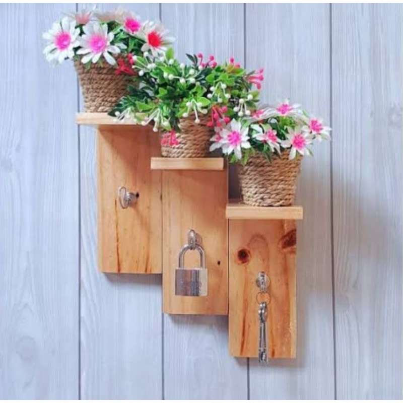 Jual rak tempel rak kayu ambalan bunga rak kayu unik rak kayu minimalis ...