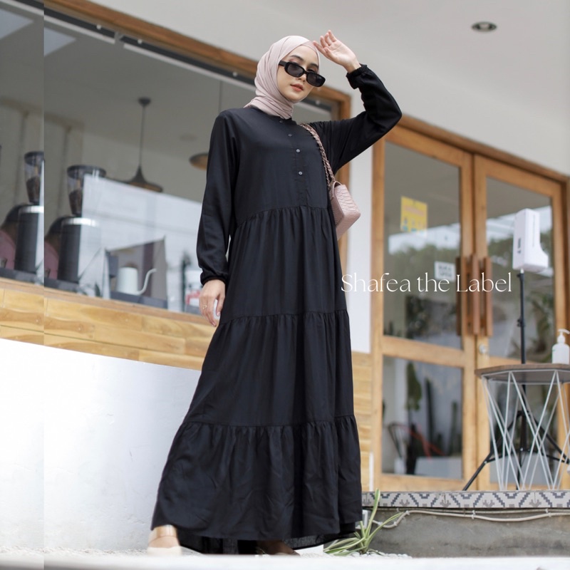 Jual Homey Dress Gamis Polos Hitam dan Putih Gamis Katun Rayon Adem ...