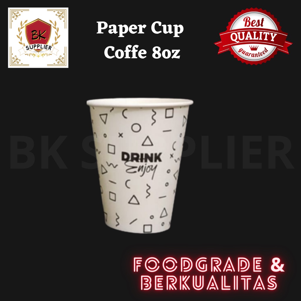 Jual Paper Cup Drink 8oz 1pcs / Gelas Kopi Cetak / Gelas Plastik ...