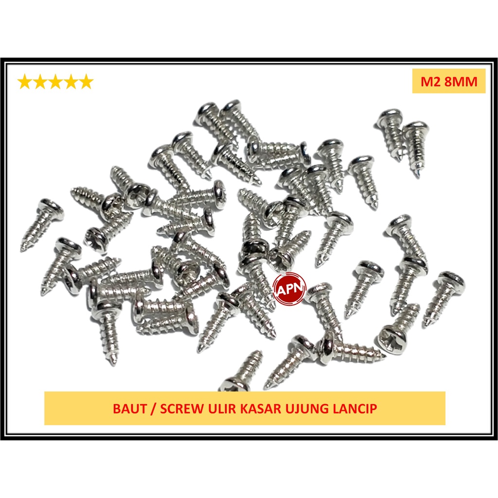 Jual BAUT / SCREW TAPPING M2 8MM KEPALA BULAT / UJUNG RUNCING | Shopee ...