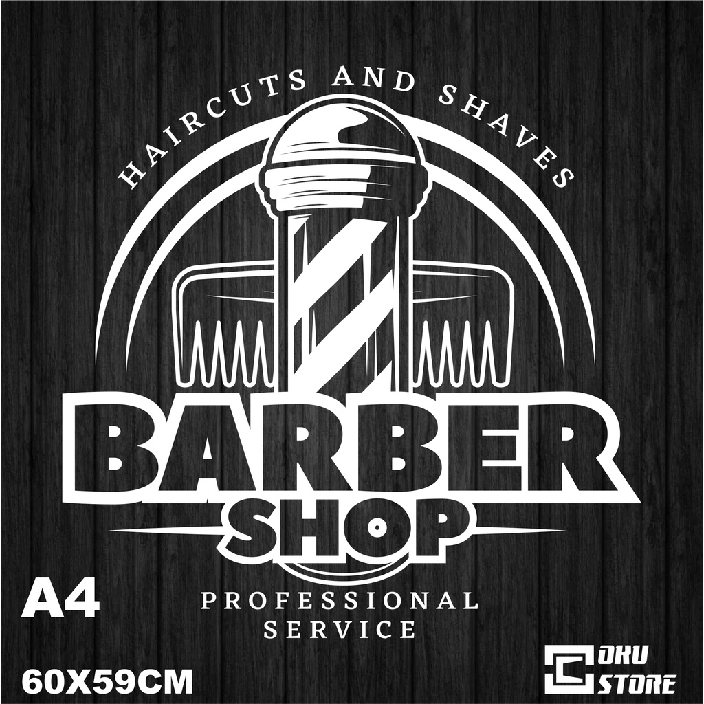 Jual Sticker Custom BARBERSHOP Hair Cut Shaves Stiker BARBERSHOP Potong ...