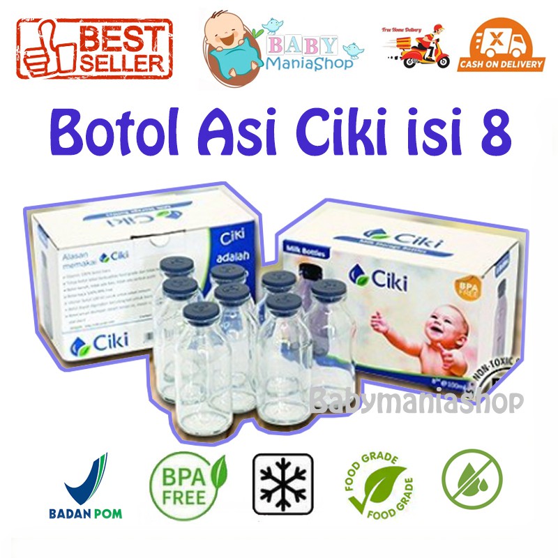 Jual Botol ASI Kaca Ciki 100ml Isi 8 dan Botol ASI isi 4 sablon ...