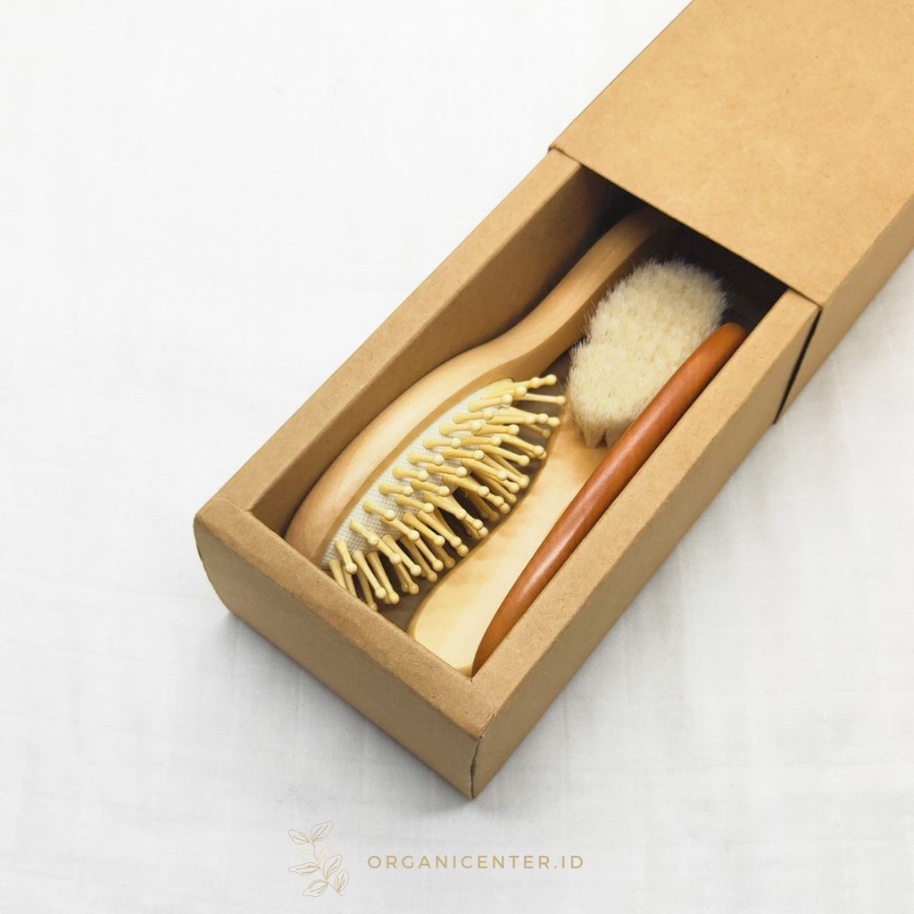 Jual Sisir Kayu Rambut Bayi Premium Wooden Baby Comb & Brush Bamboo ...