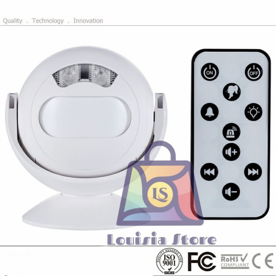 Jual BEST Wireless Alarm Welcome bell PIR 125db Sensor Gerak Remote ...