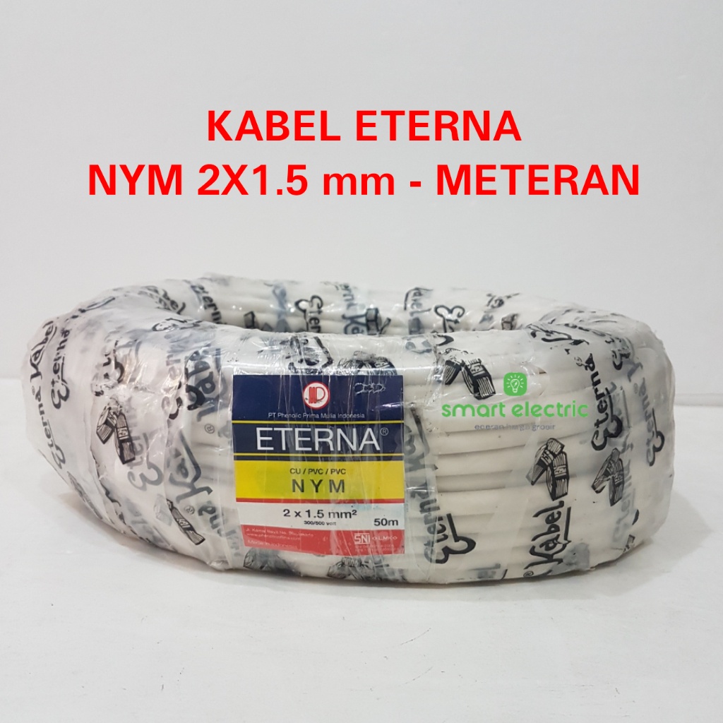 Jual Kabel Listrik Eterna NYM 2x1.5mm Meteran Tunggal Tembaga Murni SNI LMK | Shopee Indonesia