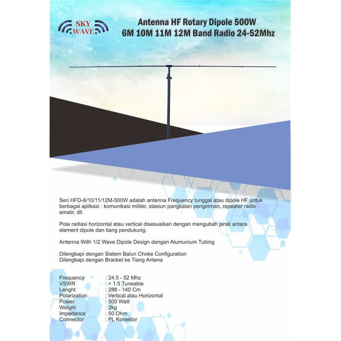 Jual Antenna HF Rotary Dipole 500W 6m 10m 11m 12m Band Radio 24-52Mhz | Shopee Indonesia