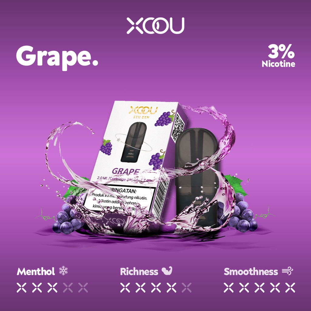 Jual [RELX COMPATIBLE] XOOU Mint Flavour Pods / Cartridge - Grape ...