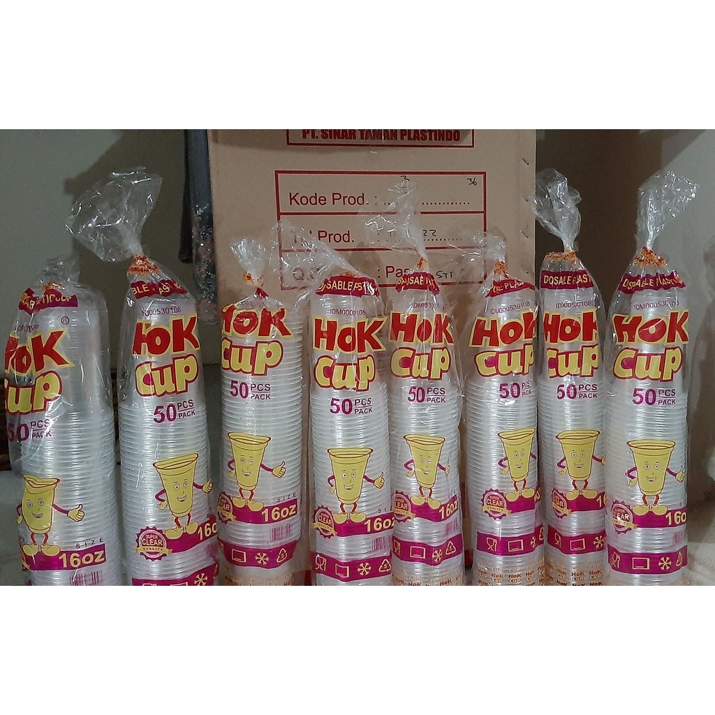 Jual Gelas Cup Plastik 12 OZ, 14 OS dan16 OZ HOK Datar ( tanpa sablon ) / gelas boba / gelas cup ...