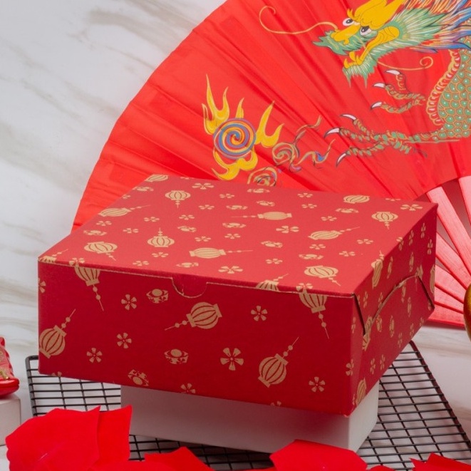 Jual (10 pcs) Cake Box Fruitcake Dus Kue Pudding Imlek Merah Kotak ...
