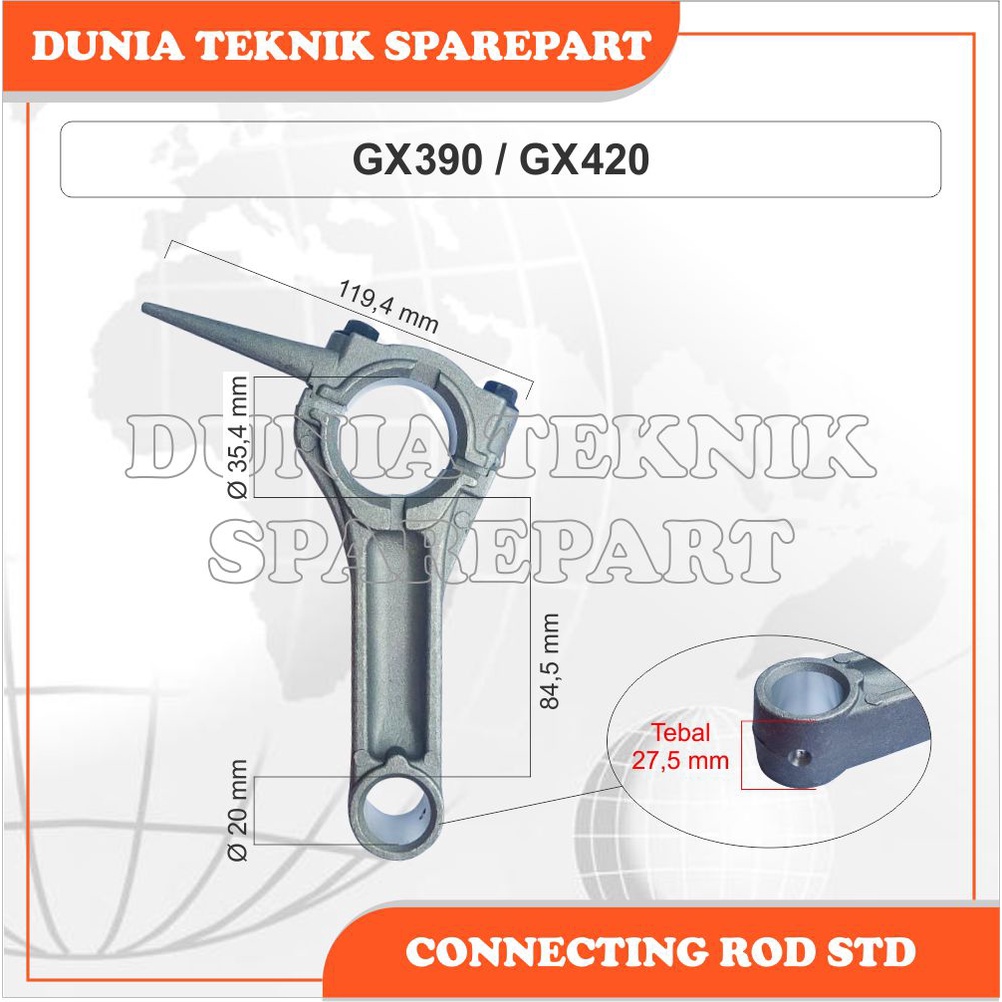 Jual CONNECTING ROD STD / CONROD/ STANG SEHER GX390 GX420 | Shopee ...