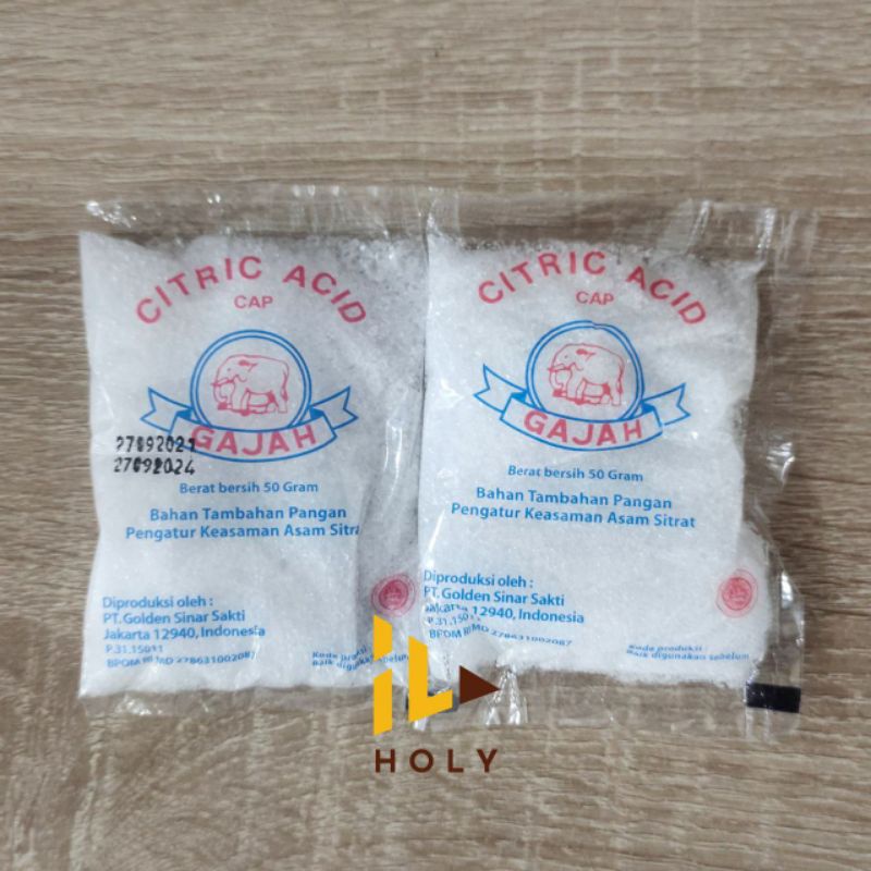 Jual Cap Gajah Citric Acid Citrun Sitrun 50gr / Citrid Acid Asam Sitrat ...