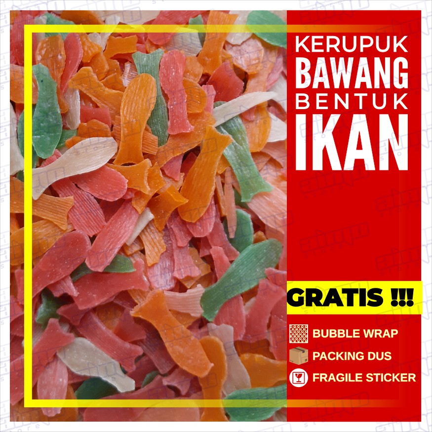 Jual KERUPUK BAWANG BENTUK IKAN WARNA WARNI Krupuk MENTAH Cap Kuda ...
