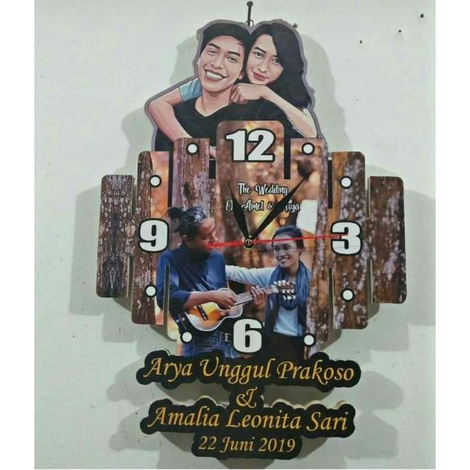 Jual Jam Kayu Custom Kolase /Jam Dinding /Kado Wedding Ultah Anniv Unik ...