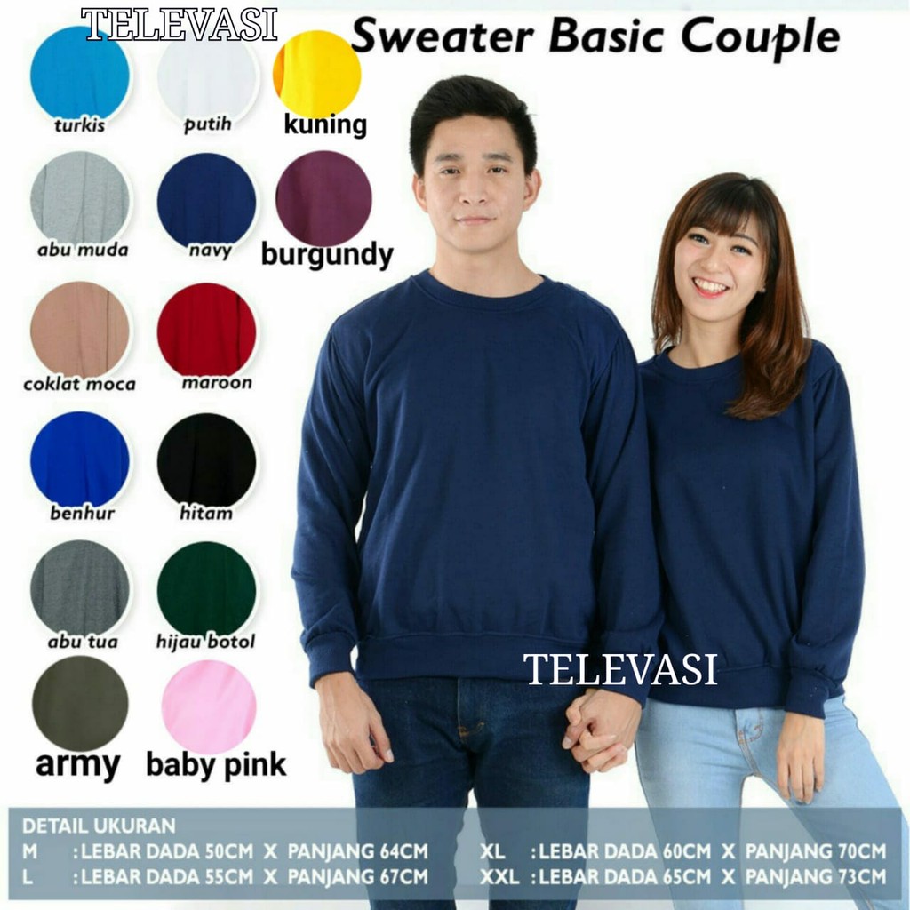 Jual SWEATERPOLOS | SWEATER BASIC POLOS FOTO=1 SIZE M-XXL UNISEX ...