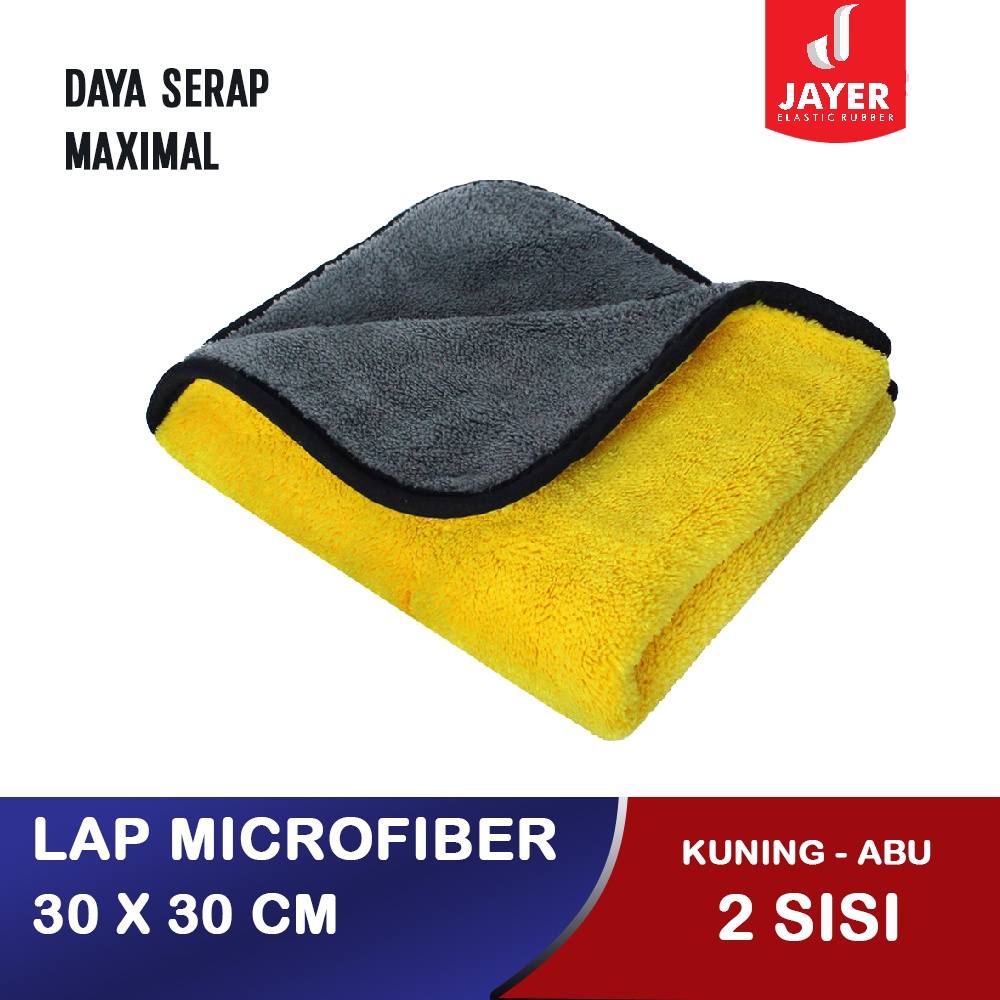 Jual Kain lap Microfiber 2 sisi tebal 30x30cm Kuning abu kain lap daya ...