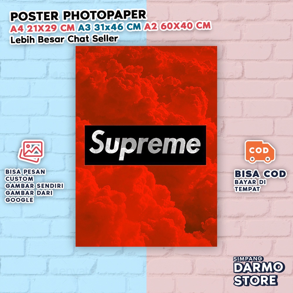 Jual Poster Supreme Hiasan Dinding Hypebeast Hypebis Hype Logo Fashion ...