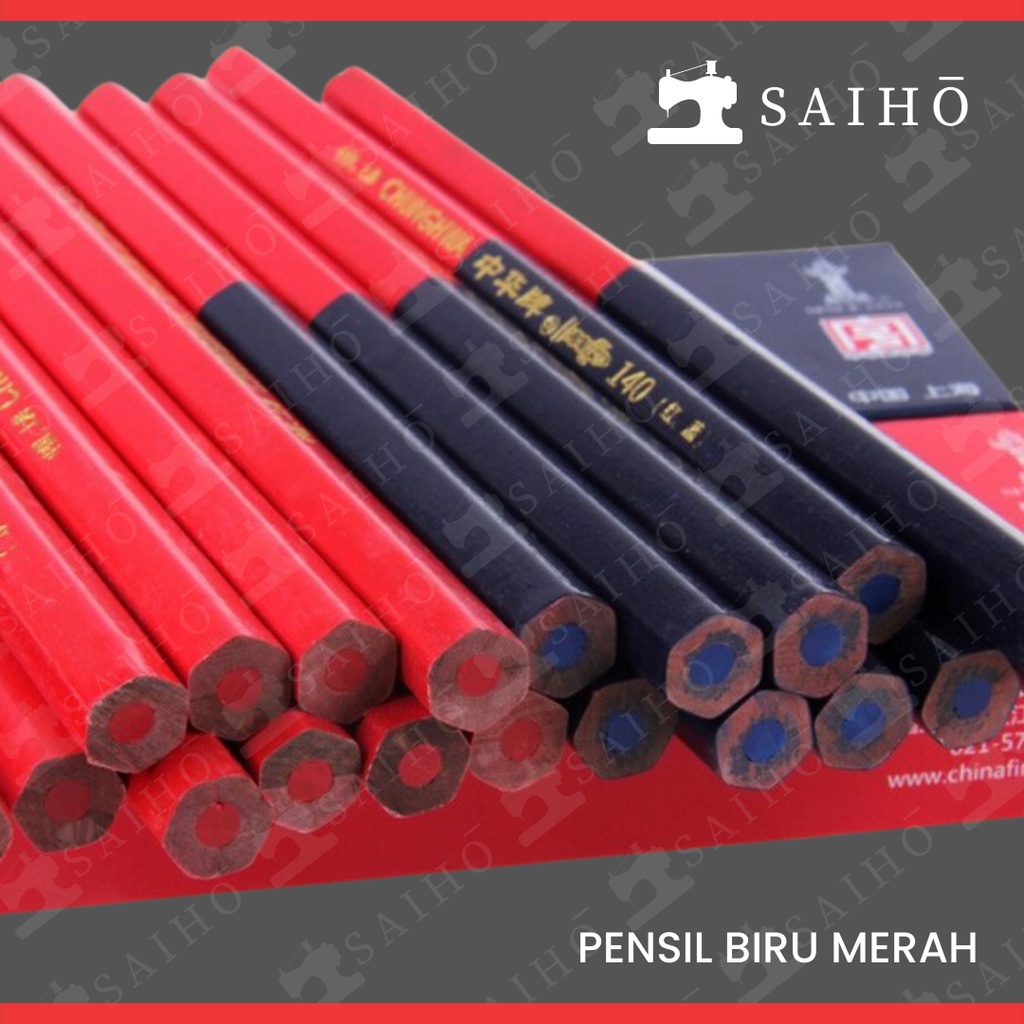 Jual Pensil Jahit / Pola Merah Biru | Shopee Indonesia