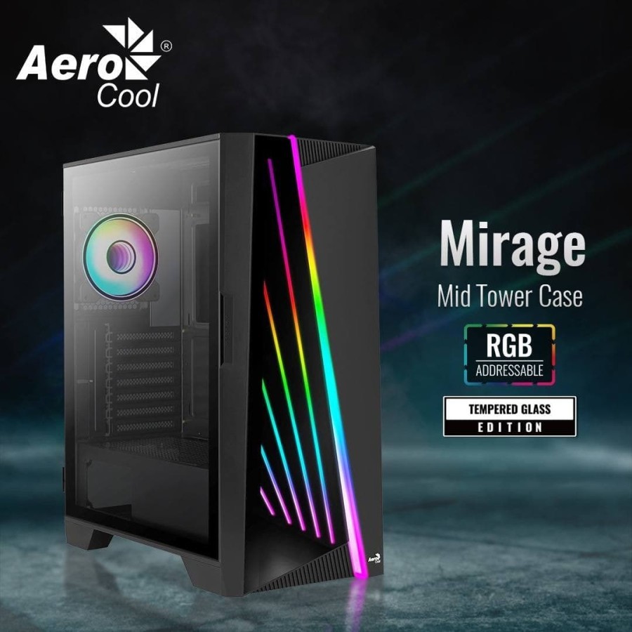 Jual AeroCool MIRAGE FRONT RGB TEMPERED GLASS MID TOWER ATX CASE ...