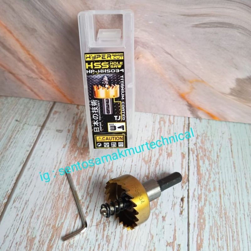Jual HYPER 34 MM Hole Saw Besi HSS Mata Bor Pembolong Besi 34mm ...