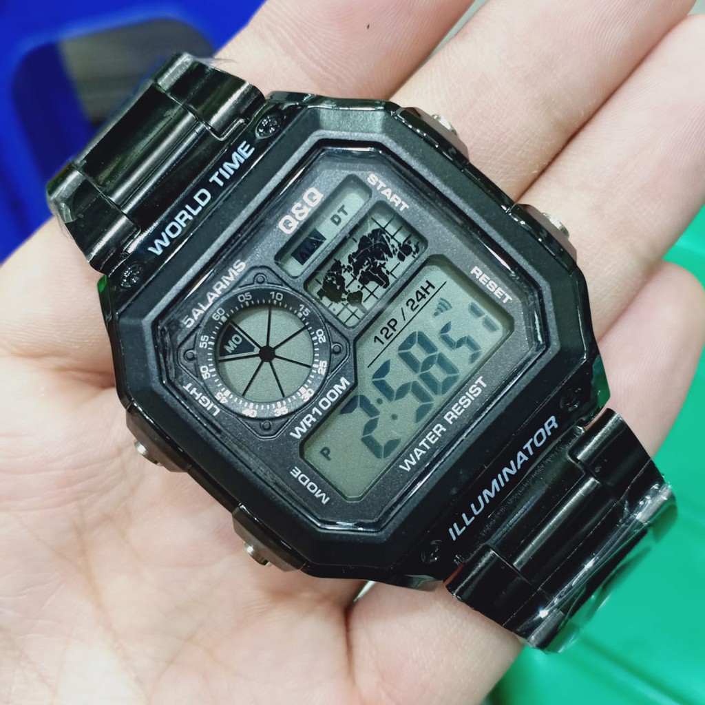 Jual Jam Tangan Digital QnQ illuminator Full Stainless Steel | Shopee ...