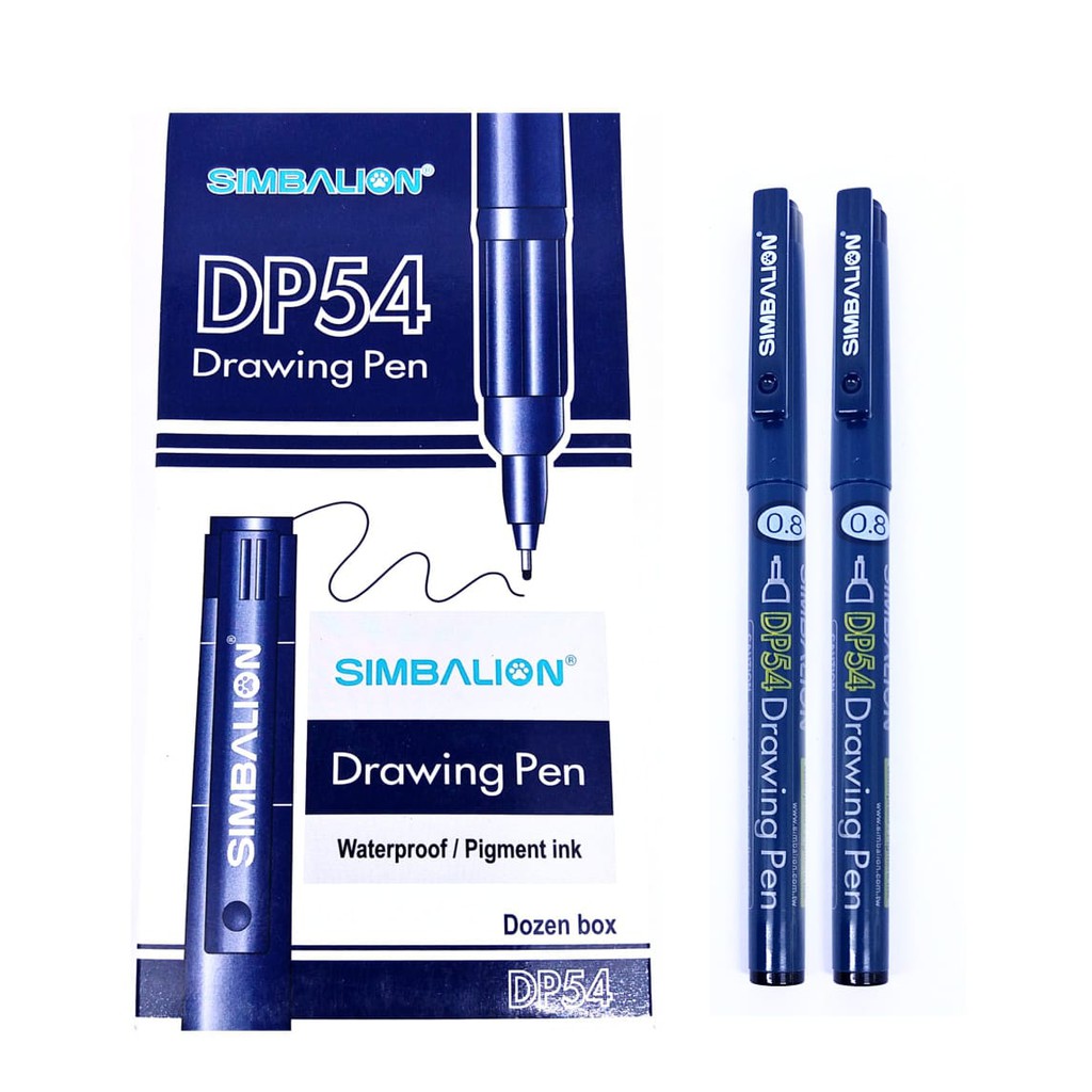 Jual Simbalion Drawing Pen BIRU 1 LUSIN / Pulpen spidol Gambar 12 Pcs ...