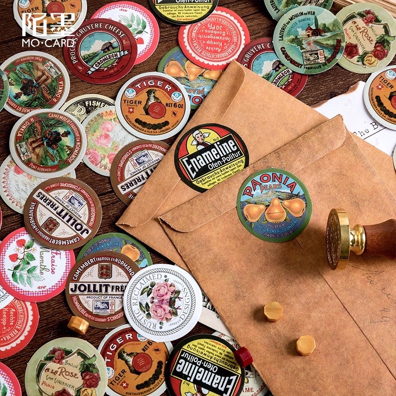 Jual 45 Pcs Aesthetic Stamp Sticker Stiker Bulat Scrapbook Material ...