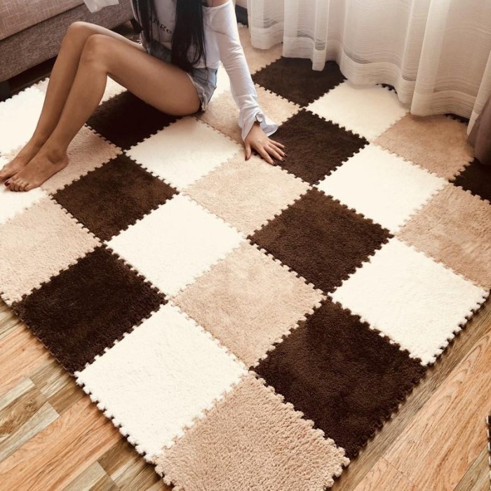 Jual MJM KARPET LANTAI PUZZLE DEKORASI KESET RUMAH UKURAN 30X30 CM BULU ...