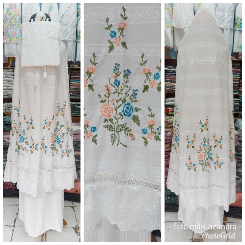 Jual mukena bordir strimin swarosky khas bukittinggi padang | Shopee ...
