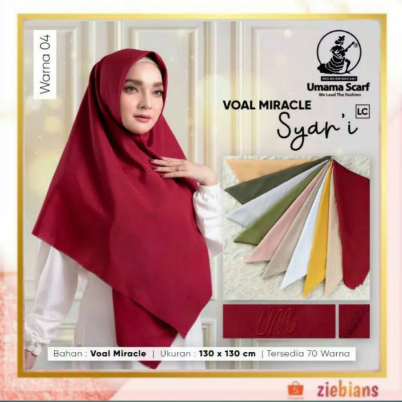 Jual Hijab segi empat voal miracle syar,i umama scarf lembut dan halus 100% original | Shopee ...