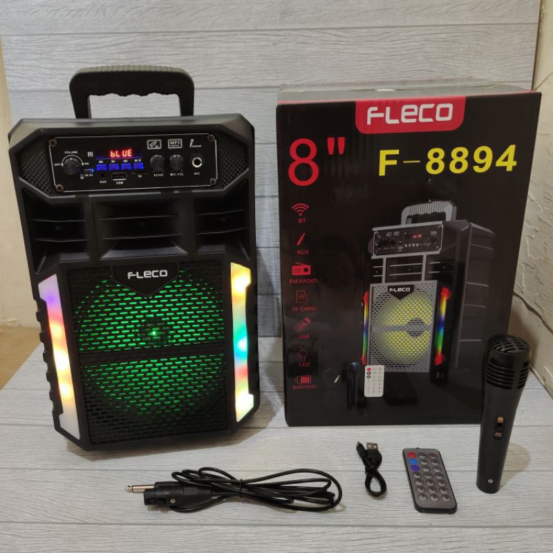 Jual Speaker Bluetooth 8 Inchi Fleco F-8894 Gratis Microphone Karaoke ...