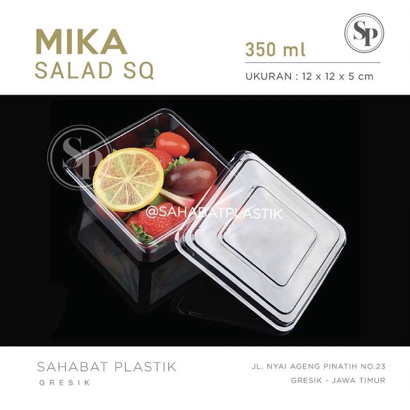 Jual 25PCS MIKA PUDING SALAD PLASTIK KOTAK 12x12 cm / MIKA TEMPAT KURMA / MIKA SALAD SQUARE 350 ...