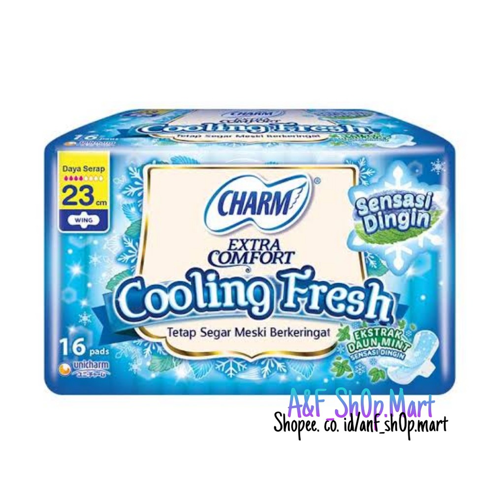 Jual CHARM EXTRA COMFORT COOLING FRESH 23cm 15 Pads - Pembalut Charm ...