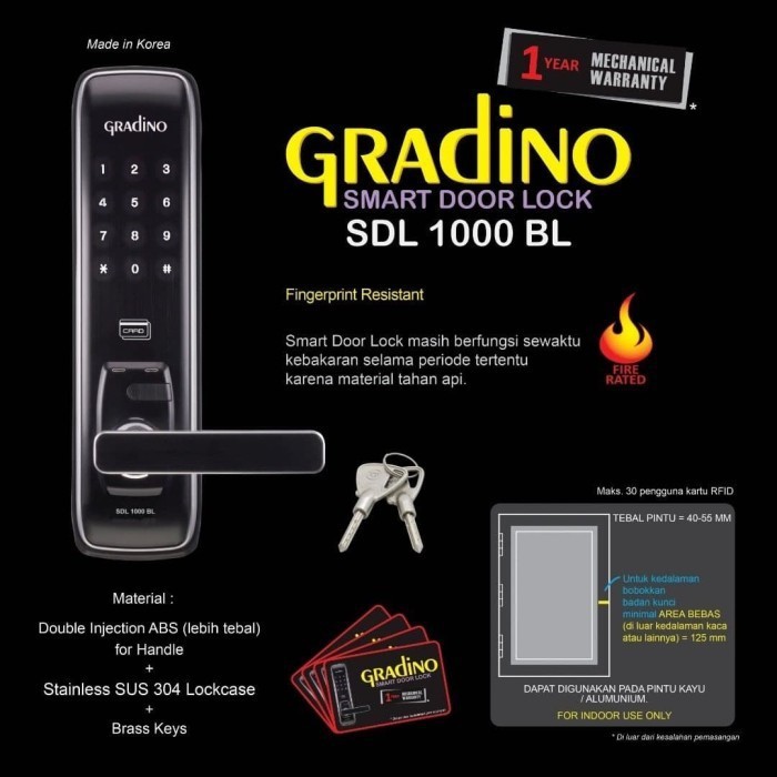 Jual GRADINO - SMART DOOR LOCK/HANDLE PINTU ELEKTRONIK GRADINO SDL 1000 ...