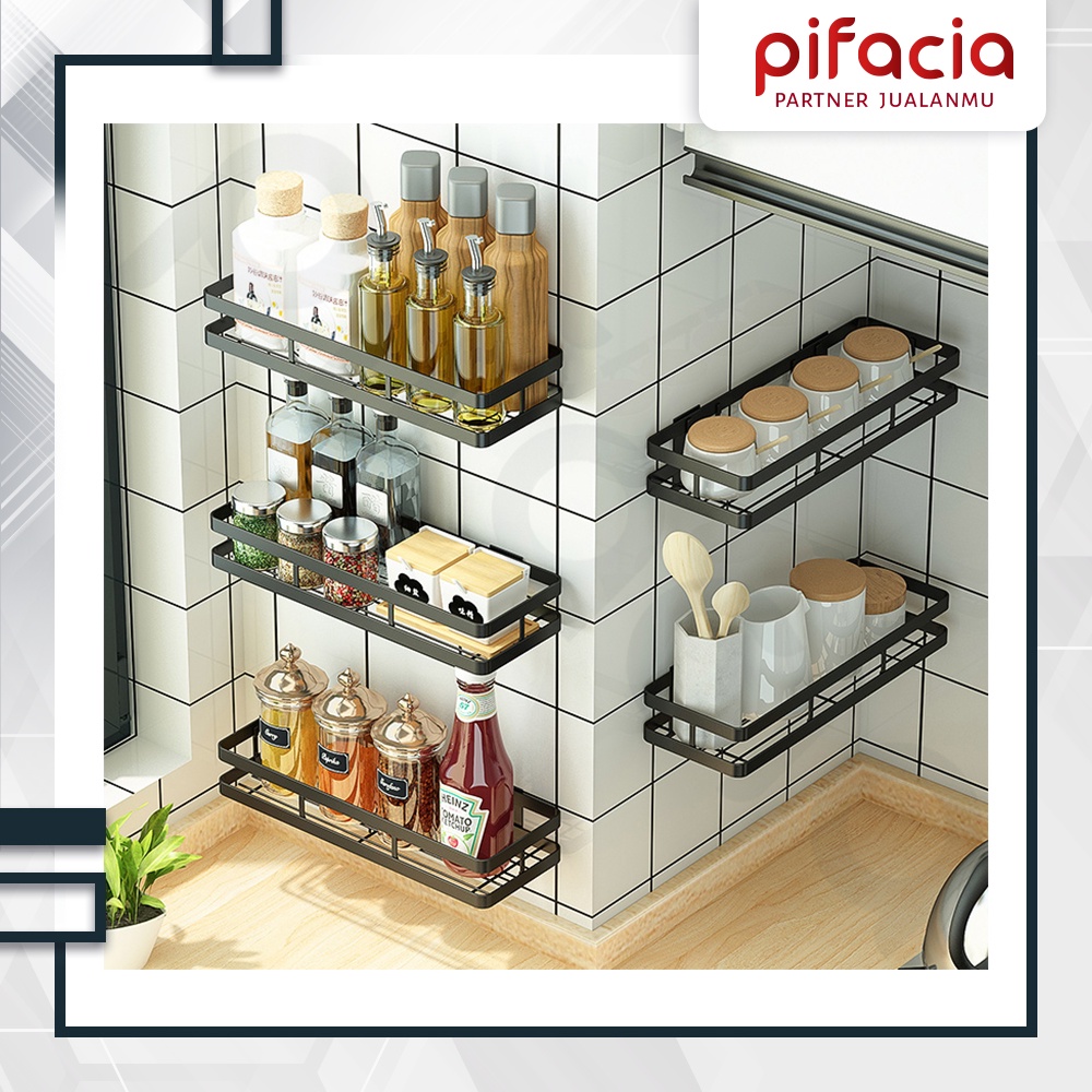 Jual PIFACIA Rak Bumbu Dapur Gantung Tempel Dinding Tempat Botol Kecap ...