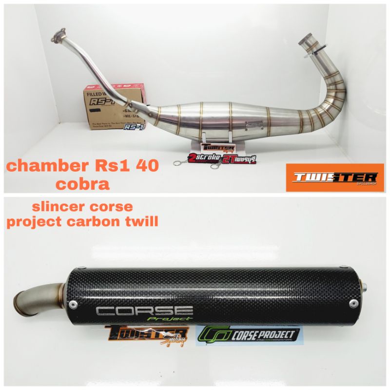 Jual chamber knalpot Rs1 Ninja R/RR perut 40 cobra plus selincer corse project carbon sandblast ...
