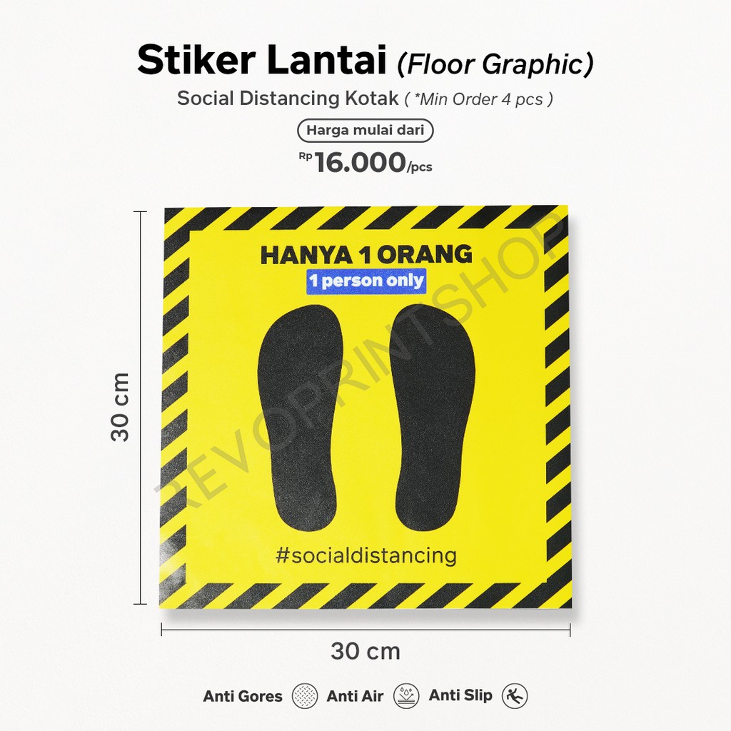 Jual Stiker Social Distancing 30x30cm / Stiker Jaga Jarak / Stiker ...