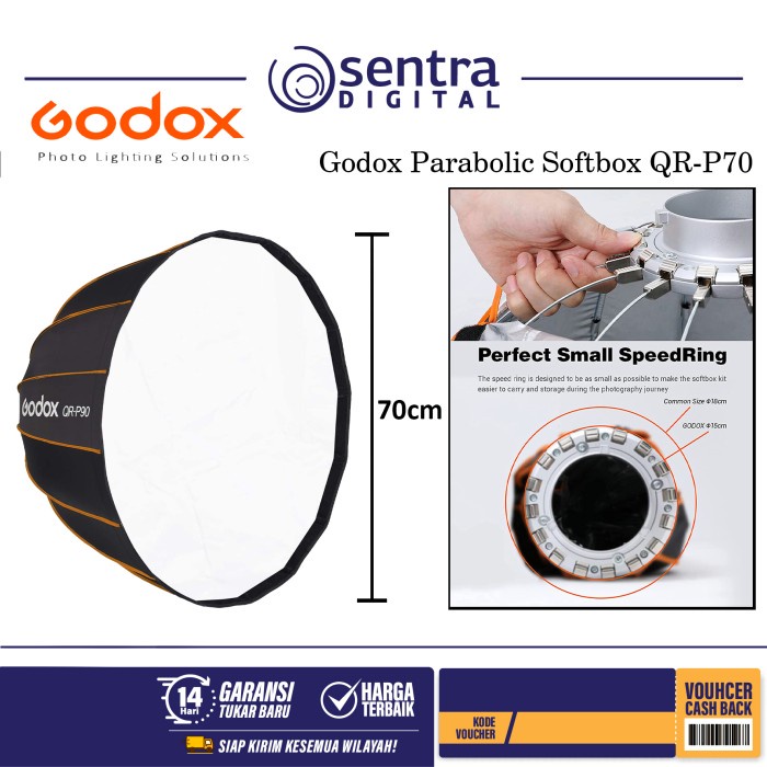 Jual Godox QR-P70 Quick Release Parabolic Softbox 70cm - QR P70 ...