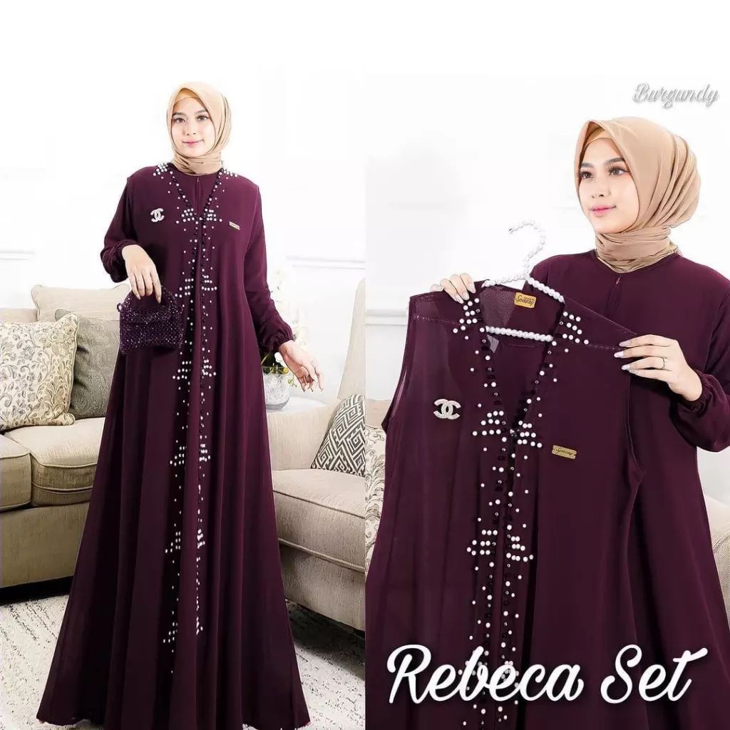 Jual Rebeca Set Setelan Gamis Iner Dan Outer Terpisah Busui Bahan ...