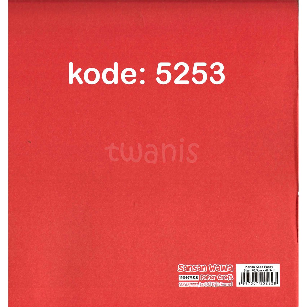 Jual kERTAS KADO SANWA POLOS WARNA MERAH KODE 5253 isi 50 LEMBAR ...