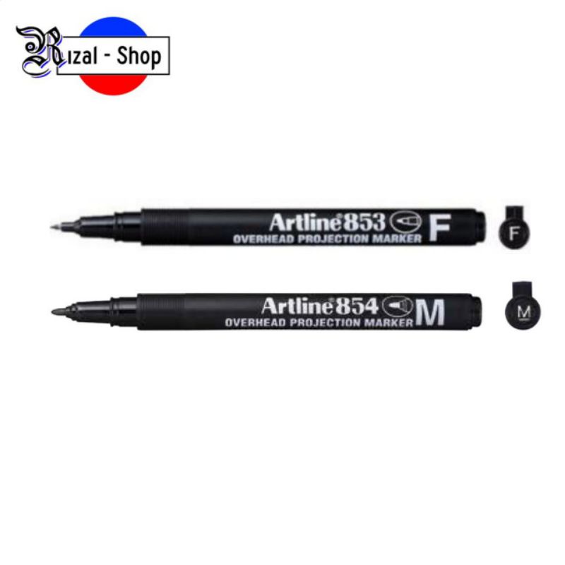 Jual Spidol Permanent OHP Marker Hitam Artline EK 853 Fine & 854 Medium ...