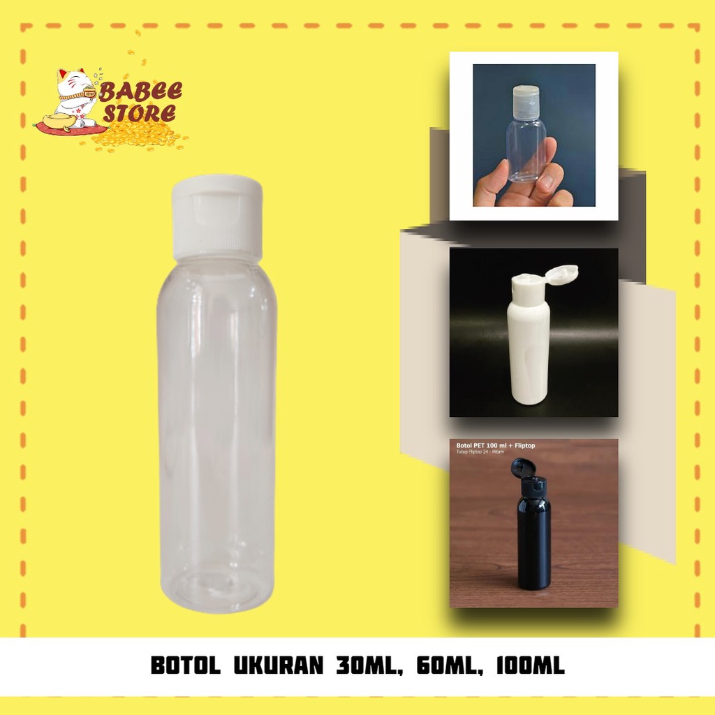 Jual BOTOL PLASTIK FLIPTOP PRESSTOP 30ML, 60ML , 100ML WARNA BENING / PUTIH | Shopee Indonesia